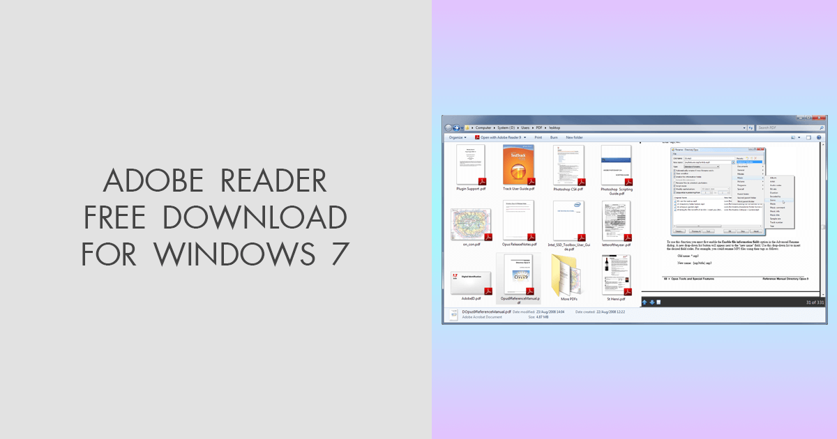 Adobe Reader for Windows 7 Free Download + Direct Link