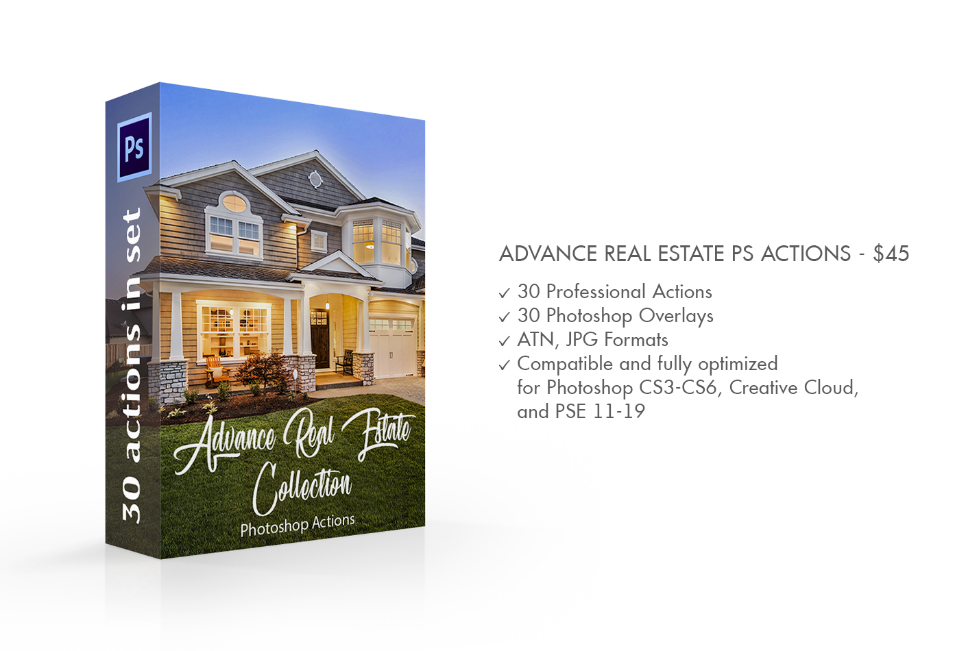 30 Advance Real Estate Photoshop Actions in one Collection