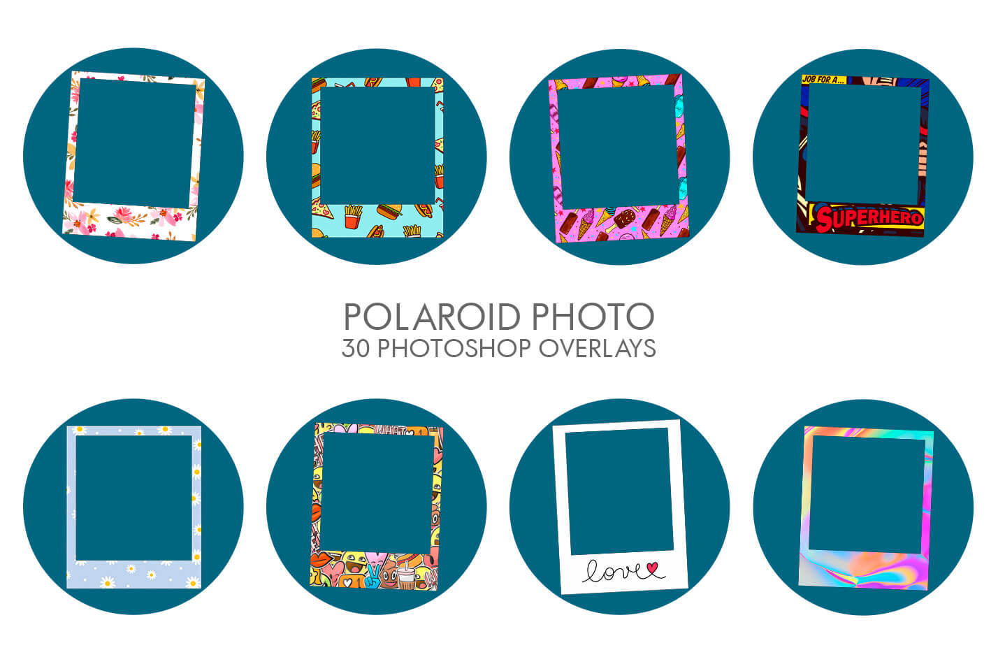 Polaroid Photos Photoshop Overlays – 30 Polaroid Overlays in Png